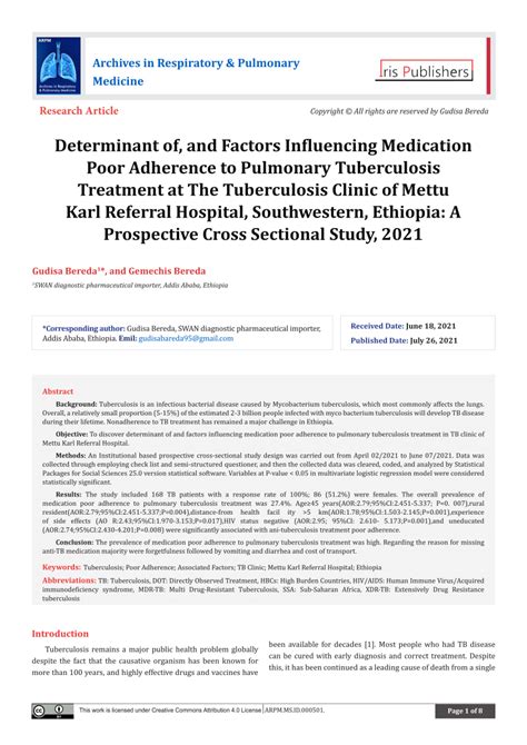 Pdf Determinant Of And Factors Influencing Medication Poor Adherence To Pulmonary