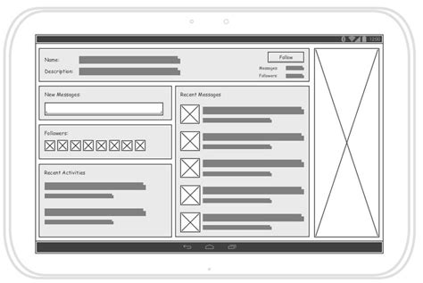 Android Tablet Wireframe Example For A Social Media Apps This Wireframe Example Is Brought To