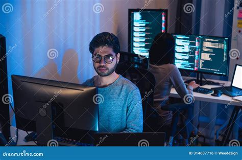 Asian And Indian Developer Devops Team Working About Coding Promgram