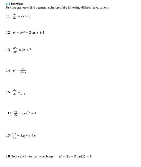 Solved Exercises Use Integration To Find A General Chegg