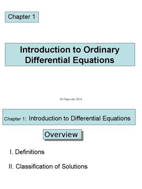 1 Introduction To Ode Pdf Ordinary Differential Equation Equations
