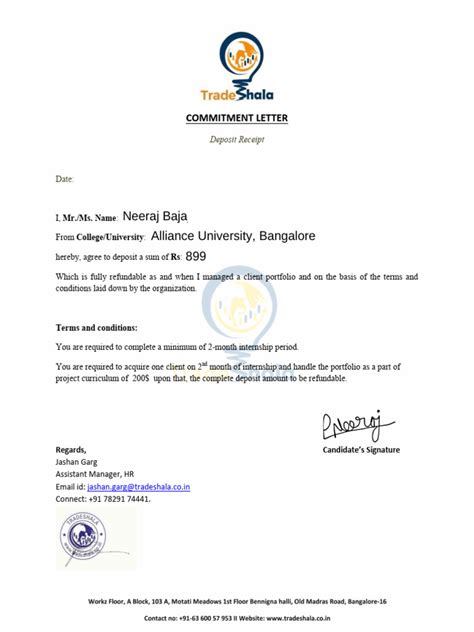 Commitment Letter Template Pdf Pdf