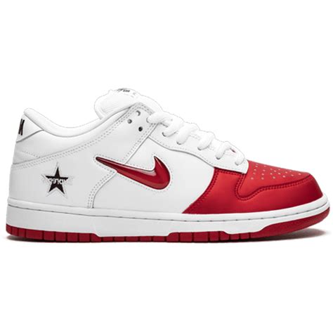 Nike Sb Dunk Low Supreme Jewel Swoosh Red Cleanpairs