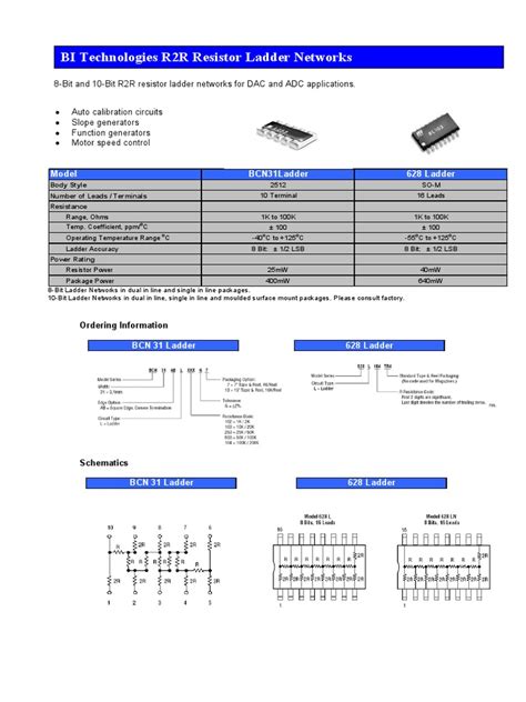 Bi Technologies R2r Resistor Ladder Networks Pdf Resistor Amplifier