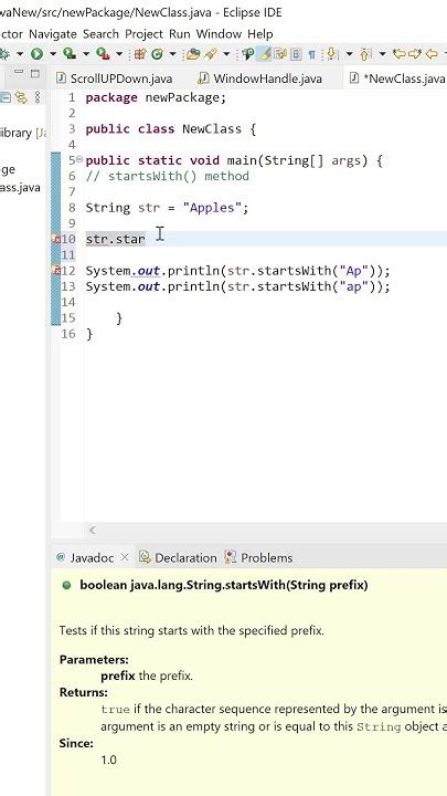 Startswith Method In Java Youtubeshorts Shortfeed Shortvideo Java Coding Youtube