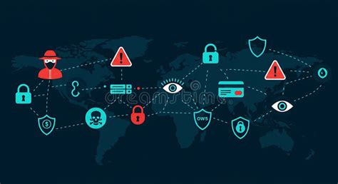 Digital Representation Of Cybersecurity Over A World Map Icons Include Padlocks Stock