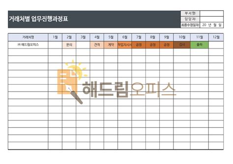 해드림오피스 무료서식거래처별 업무진행과정표 해드림오피스ㅣ업무효율 높여주는 비즈니스 솔루션 해드림오피스 무료서식거래처별 업무진행과정표 해드림오피스ㅣ업무효율 높여주는 비즈니스 솔루션