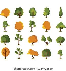 Collection Trees Tree Set Isolated On Stock Vector Royalty Free 1984924559 Shutterstock