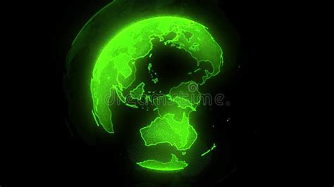 Digital Red Planet Of Earth Rotating Globe With Shining Continents 3d Animation With Digital