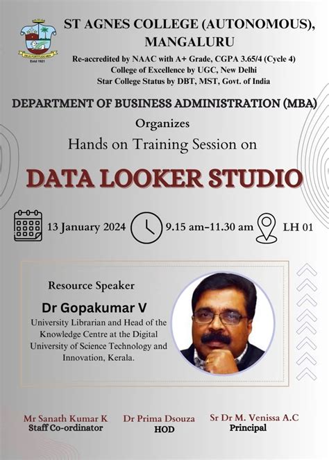 Report On Data Visualization Training Session St Agnes College