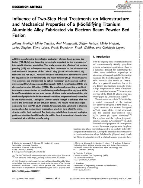 Pdf Influence Of Two‐step Heat Treatments On Microstructure And