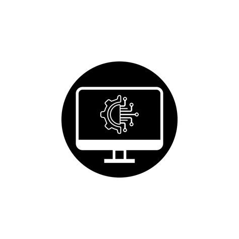 Digital Technology Gear Computer Icon Concept Circuit Board Icon Vector Graphic Illustration