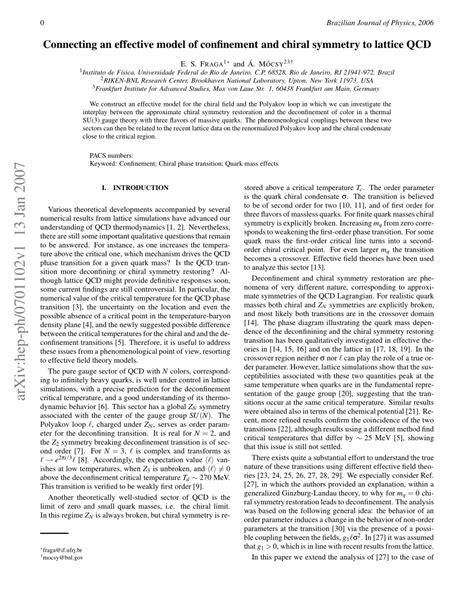 Pdf Connecting An Effective Model Of Confinement And Chiral Symmetry
