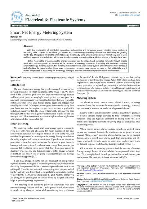 pdf smart net energy metering system