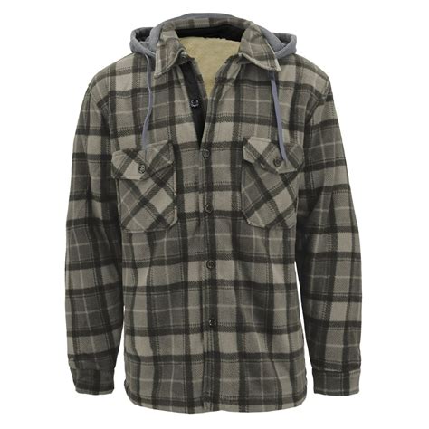 Vkwear Mens Heavyweight Flannel Zip Up Fleece Lined Plaid Sherpa