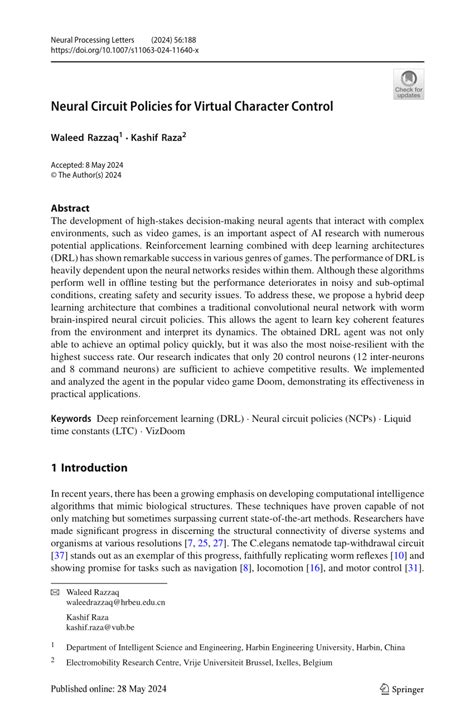 Pdf Neural Circuit Policies For Virtual Character Control