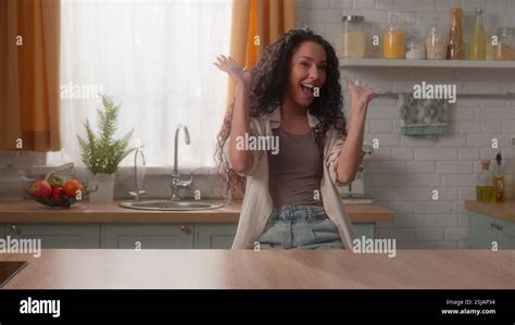 Hispanic Caucasian Woman Girl Female Having Fun Active Moving Dancing