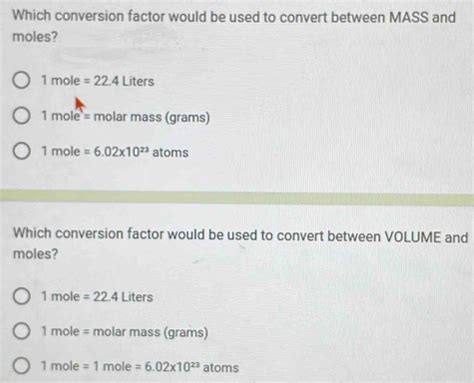 Solved Which Conversion Factor Would Be Used To Convert Between Mass