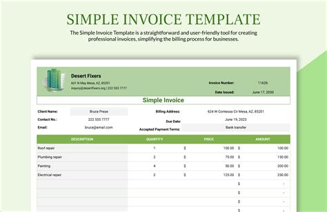 Simple Invoice Format Template In Google Docs PDF Word Pages Apple Numbers Excel Google