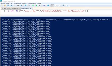 Crear Un Fichero Desde Powershell Con Usuarios Usuario1 A Usuario100