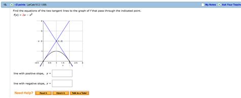 Solved Find The Equations Of The Two Tangent Lines To The Chegg