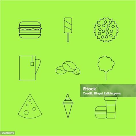 식품 및 음료 선형 아이콘 세트입니다 간단한 개요 아이콘 0명에 대한 스톡 벡터 아트 및 기타 이미지 0명 건강에 좋지