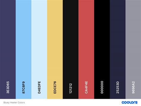 Bluey Heeler Colors Palette By Cartoonjam On Deviantart