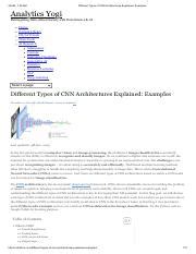 Exploring Different Types of CNN Architectures: A Comprehensive | Course Hero