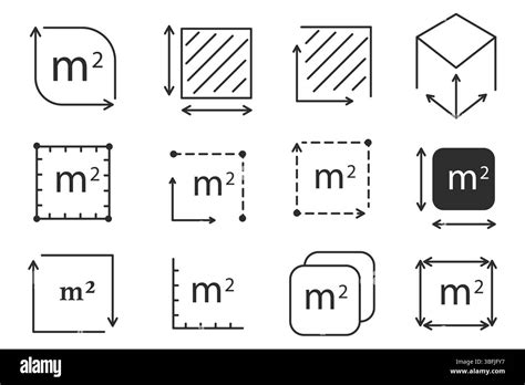 Square Meter Icon Line Quantity Area M2 Measuring Area Sign Symbol Simple Territory