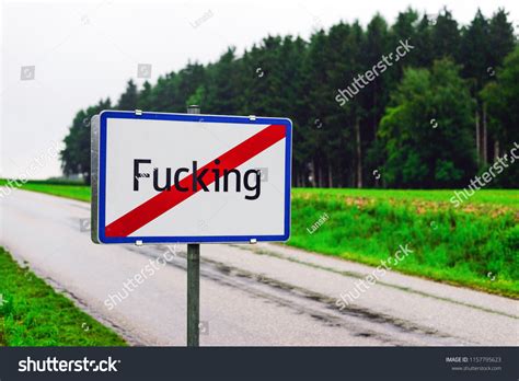 Road Sign Exit Village Fucking Austria Stock Photo Shutterstock