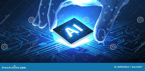 Ai Technology Chip With Ai Latters And Circuit Board Stock Vector Illustration Of Machine