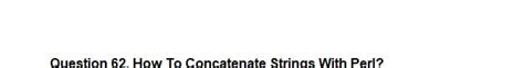 Solved Question 62 How To Concatenate Strings With Perl