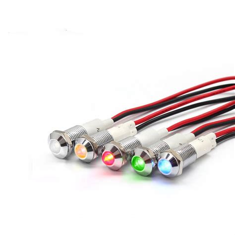 MM V Convex Head Led Metal Pilot Indicator Light With A Wire Led Indicator