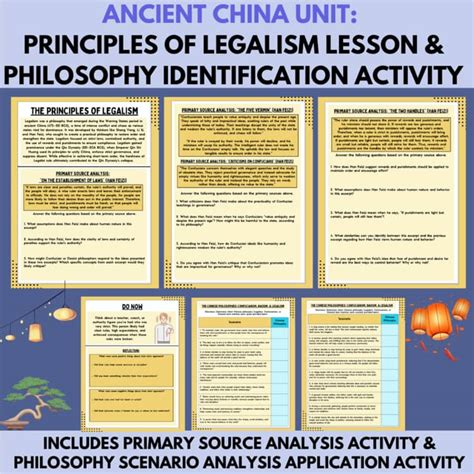 Ancient Chinese Philosophies Activity Legalism Primary Source Analysis