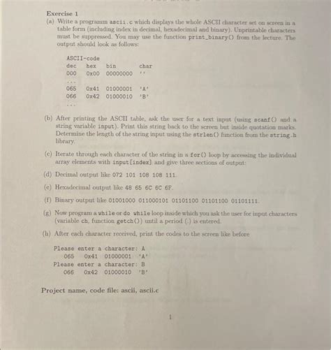 Solved Exercise 1 A Write A Programm Asciic Which