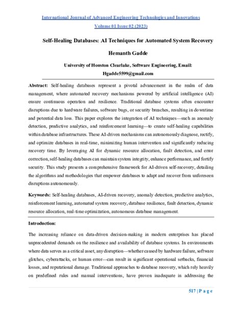 pdf self healing databases ai techniques for automated system recovery