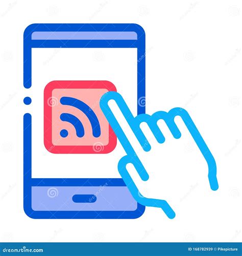 Hand Push Wifi Button Icon Outline Illustration Stock Vector Illustration Of Display Lever