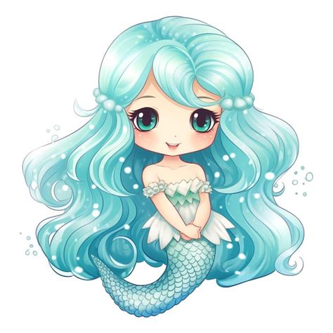 Premium Ai Image Kawaii Mermaid Girl