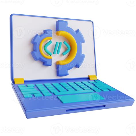 D Illustration Code Laptop Settings PNG
