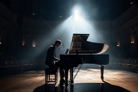 音乐家在音乐厅里弹奏钢琴高清图片下载 正版图片 摄图网