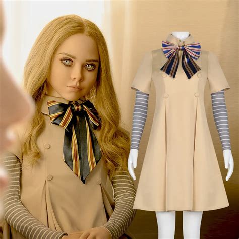 Disfraz De Cosplay M3GAN Para Mujer Vestido Beige De Pel Cula De Terror