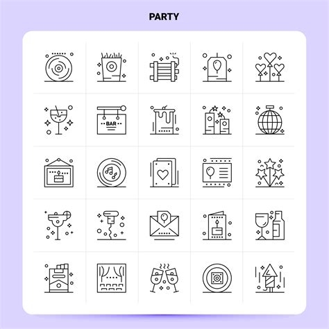 Outline 25 Party Icon Set Vector Line Style Design Black Icons Set