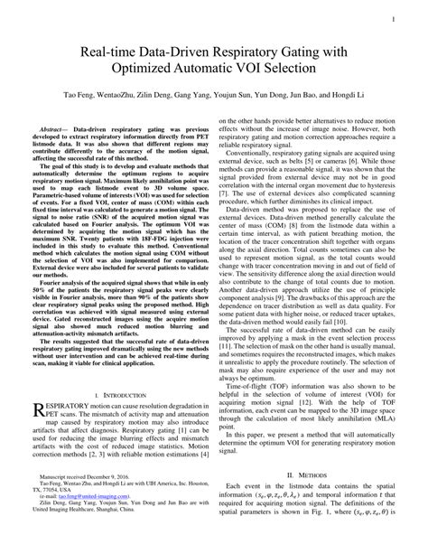 Pdf Real Time Data Driven Respiratory Gating With Optimized Automatic Voi Selection