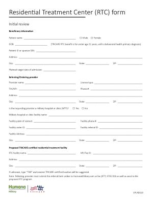 Fillable Online Residential Treatment Center RTC Form Fax Email Print PdfFiller