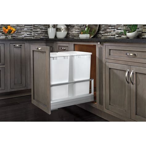Rev A Shelf 5149 2150DM 211 15 5 8 W Double White 50Qt Bottom Mount Trash Pull Out