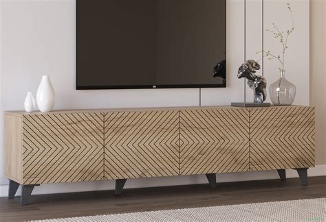 Тумба під ТВ Світ Меблів Холлі з 4 дверцятами 200 см Дуб артизан купити за ціною 3679 грн Знижка