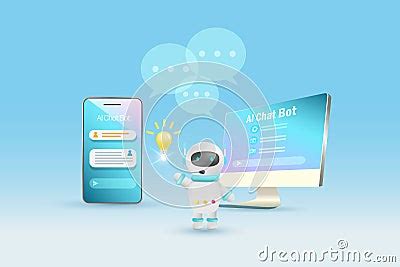 AI Chat Bot On Computer Generate Smart Solution Answer To User. Artificial Intelligence Robot ...