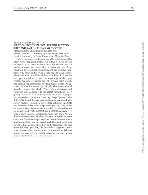 Pdf What Can We Learn From The Link Between Sleep And Gait On The Aging Process