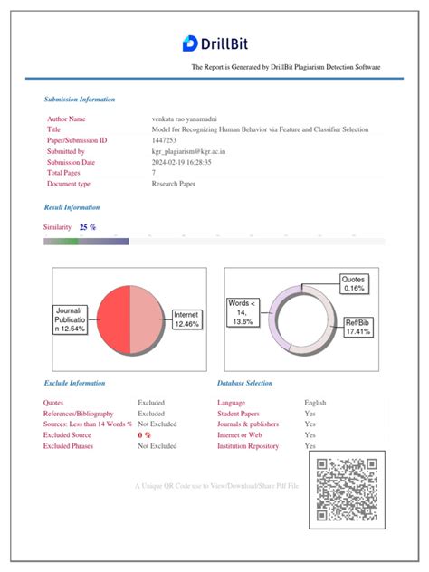 Db Report Model For Recognizing Human Behavior Via Feature And