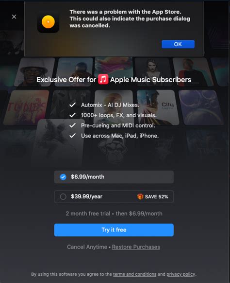 Not Able To Purchase Subscription Bug Reports Algoriddim Community